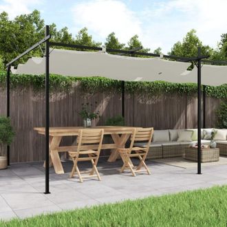 vidaXL Vidaxl - Pergola avec toit r&eacute;tractable cr&egrave;me 589x292x230 cm