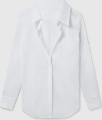 Stella McCartney Open V-Neck Collared Shirt, Woman, Pure white, Size: 42