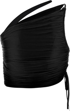 ADĀMO Andrea Adamo One-Shoulder Ruched Sweater - Black