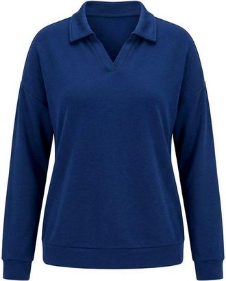 Miamoda Sweatshirt Sweat-Pullover Boxy Fit Polokragen