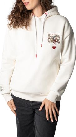 Sublevel Damen Hoodie Kapuzenpullover mit Rückenprint Kapuze white XS