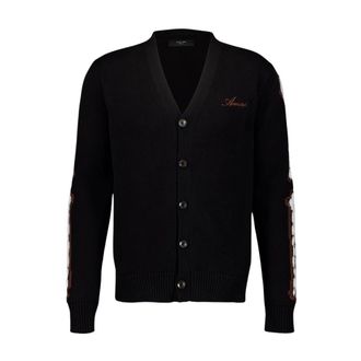 Amiri Homme, Pulls, Noir, Taille: M Leopard Bones V-Neck Cardigan