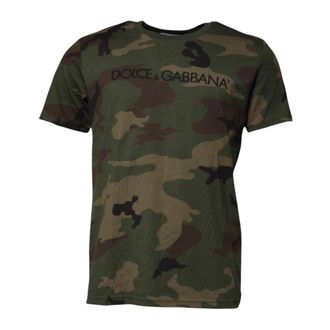 Dolce & Gabbana Camouflage Logo Rundhals T-Shirt Multicolor - - Tops - Herren - Mehrfarbig - S
