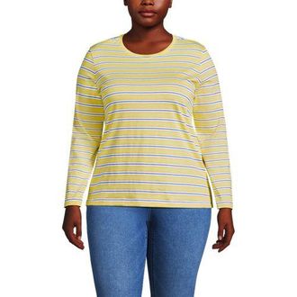 Lands End Supima-Shirt, Langarm, Damen, Gr&ouml;&szlig;e:56-58 plus, Gelb, Baumwolle, by Lands End