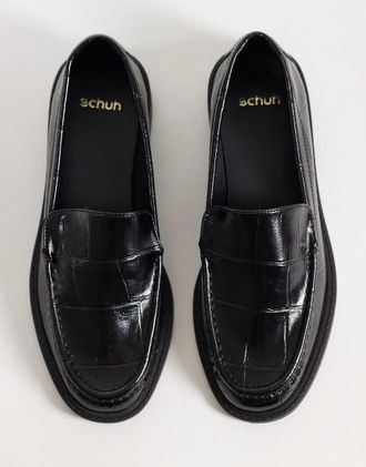 schuh Lipstick - Mocassins effet croco - Noir