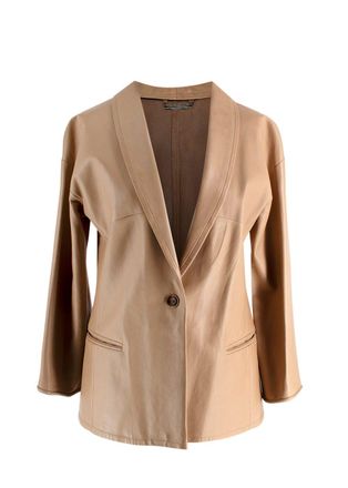 Giorgio Armani Beige Leather Blazer Size S