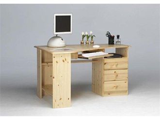 Steens Group Kent Schreibtisch/ Eckschreibtisch, 3 Schubladen, Tastaturauszug, 133 x 72 x 95 cm (B/H/T), Kiefer massiv, wei&szlig;