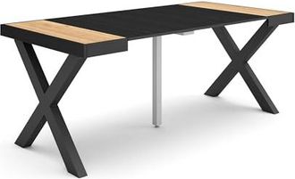 Skraut Home | Ausziehbarertisch | Multifunktionaler ausziehbarer | 180 | F&uuml;r 8 G&auml;ste | Massivholz Beine | Moderner Stil | Eiche Schwarz