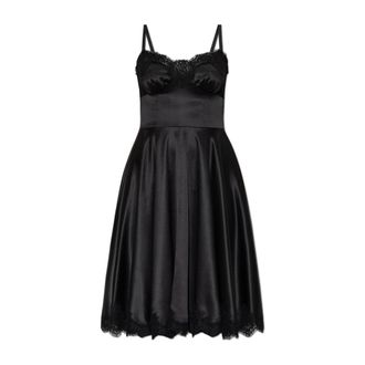 Dolce & Gabbana Seidenkleid mit Spitzendetails - - Dresses - Damen - Schwarzk - M