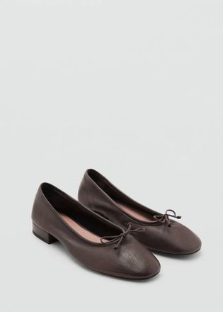 Mango Ballerines cuir naud chocolat - Femme - 36 - MANGO