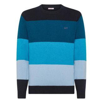 Sun 68 Blauer Gestreifter Wollpullover - - Knitwear - Herren - Blau - XL