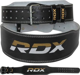 RDX Sports Gewichthebergürtel Leder 4 und 6, 10 Verstellbar Löcher Trainingsgürtel Schnalle, Powerlifiting Fitness Krafttraining Gürtel Bodybuilding, Gepolstert 