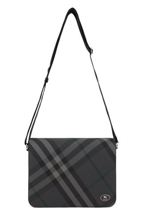 Burberry Mens Messenger Bag Grid Grey Polyamide