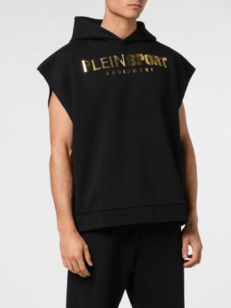 Plein Sport Sweat &agrave; capuche sans manches en jersey avec logo contrastant