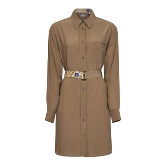 Burberry Seidenhemdkleid - - Dresses - Damen - Braun - S
