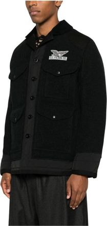 Junya Watanabe Homme, Vestes, Gris, Taille: L Patchwork Wool Jacket