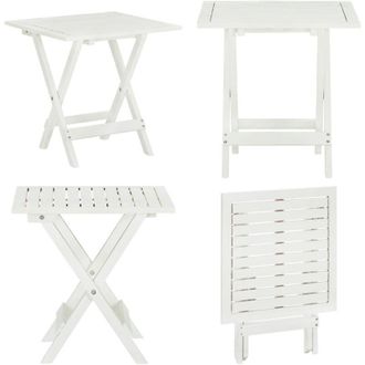vidaXL Vidaxl - Bistrotisch Wei&szlig; 46x46x47 cm Massivholz Akazie - Holztisch - Gartenm&ouml;bel - Esszimmertisch - Balkontisch - Terrassentisch - Home & Living