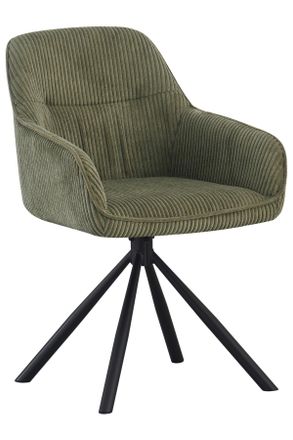 CARRYHOME Armlehnstuhl, Gr&uuml;n, Schwarz, Metall, Textil, Drehkreuz, 56x83x62 cm, Stoffauswahl, Sitzfl&auml;che 360&deg; drehbar, inklusive Armlehnen, Esszimmer, St&uuml;hle, Es