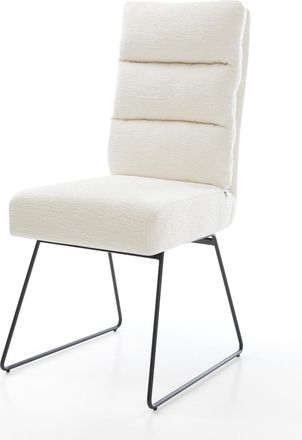 DELIFE Esszimmerstuhl Pela-Flex Boucl&eacute; Soft Beige Kufengestell Schwarz Taschenfederkern, Esszimmerst&uuml;hle