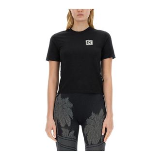 Palm Angels Femme, Tops, Noir, Taille: 40 FR Logo Graphic Cotton T-Shirt