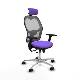 Piqueras y Crespo Ergonomischer atmungsaktiver Chorquera Stuhl mit 3D-Armen, h&ouml;henverstellbare Lendenwirbelst&uuml;tze und h&ouml;henverstellbares Kopfteil, Grau/Lila