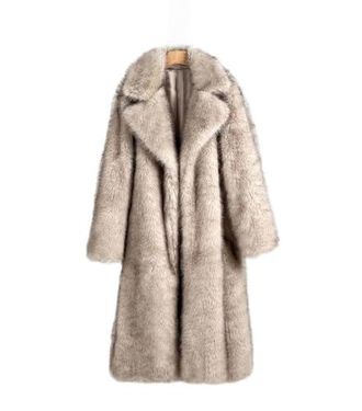 Generic Manteau long en fausse fourrure pour femme - Manteau dhiver moelleux ouvert sur le devant - Cardigan chaud et pelucheux, gris, XXL