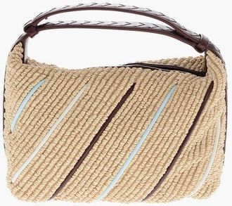 Bottega Veneta Raffia Handbag with Leather Trims Gr&ouml;&szlig;e Unica