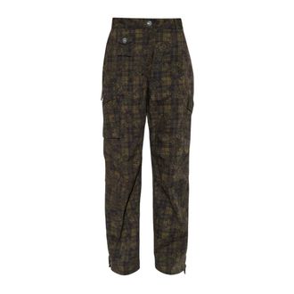 Ganni Pantalon Cargo &agrave; Carreaux Floraux - Femme - Pantalons - Vert - Taille: 40 FR