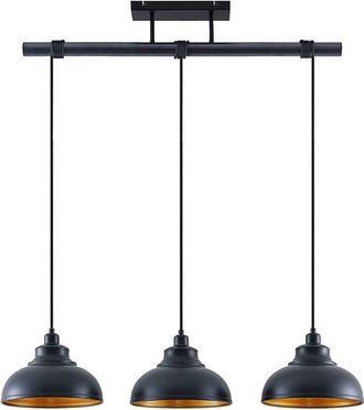 Lindby Neuwertig] Lindby Emna Pendelleuchte Deckenlampe H&auml;ngeleuchte E27 Dreiflammig Schwarz Gold B-Ware