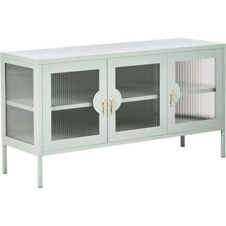 Beliani Sideboard mit 3 T&uuml;ren GLEORA Metall Mintgr&uuml;n