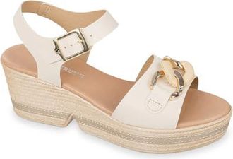 Valleverde VV49124F Sandales compensées 6 cm pour femme, plateforme en corde, boucle décorative, sangle de cheville, ivoire, ivoire (ral 1013), 36 EU