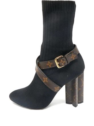 Louis Vuitton bottines Monogram &agrave; boucle - Noir
