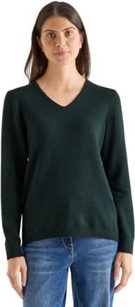 Cecil 3016957 Pull Douillet à col en V, Vert dencre, XL Femme