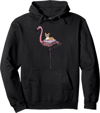 Huebucket Flamingo and Chihuahua Pullover Hoodie
