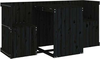 vidaXL Set de balcon 2 places noir bois de pin massif