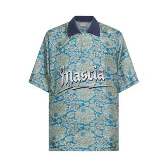 Pierre-Louis Mascia Homme, Tops, Bleu, Taille: M Chemise Polo Aloe Soie