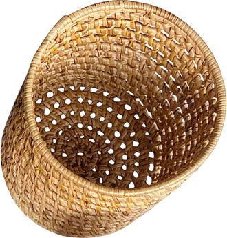 OSALADI Stiftehalter Aus Rattan Handgefertigt Klein Ø8x8cm Geflochtener Schreibwarenhalter Rustikal Für Schreibtisch Büro Wohnraum