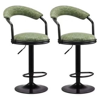 Generic Drehbare, H&ouml;henverstellbare Barhocker (2Er-Set) mit R&uuml;ckenlehne, Metallgestell, Sitzkissen Aus Pu und Fu&szlig;st&uuml;tze f&uuml;r Tresen und Bartheken (60-80 cm)