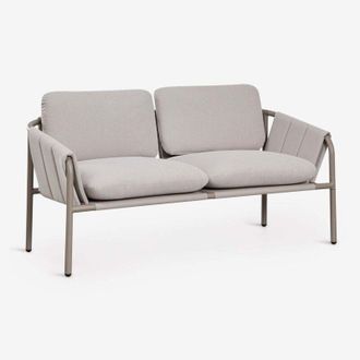 Sklum Zunika 2-Sitzer Garten-Sofa, gepolstert und aus Stahl Moka Braun