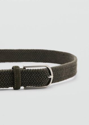 Mango Ceinture 100% cuir tress&eacute; kaki - Homme - 100 - MANGO MAN
