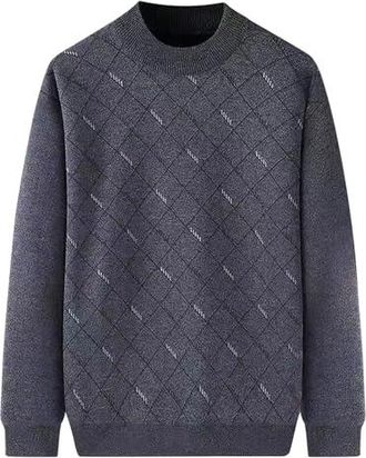 Generic Pull en coton tricoté à manches longues pour homme - En tricot épais - Col rond confortable - Chaud et confortable pour les jours froids, gris, XXL