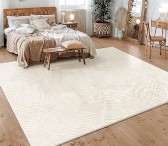 Paco Home Tapis Salon Chambre Adulte Poils Ras Motif Scandinave Motif Boho Motif Geometrique, Dimension:160x220 cm, Couleur:Crème 5