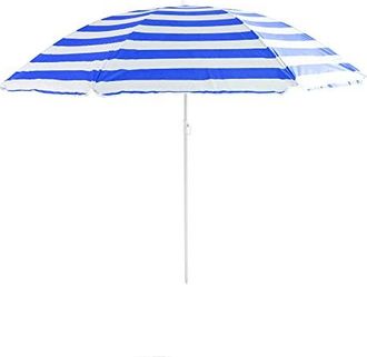 Nalu Parasol dextérieur réglable en hauteur avec motif bleu et blanc 160 cm, Bleu/blanc, L