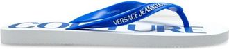 Versace Jeans Couture Homme, Chaussures, Bleu, Taille: 40 EU Slides en caoutchouc avec logo