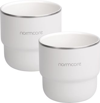 Normcore Espresso-Kaffeetassen-Set, 200 ml, Kaffeebecher mit Keramikbeschichtung, doppelwandige Kaffeetasse für Café, Mokka, Latte, Cappuccino, Tee, Weiß, 2 St