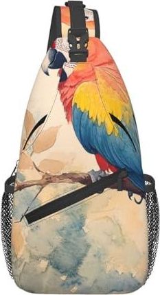 Generic Sac &agrave; bandouli&egrave;re motif perroquet feuille - Sac &agrave; dos de voyage pour homme - Sac &agrave; dos de randonn&eacute;e