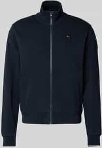 Blauer Sweatjacke mit Stehkragen und Label-Stitching Modell CITY