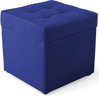 MG Design Polsterhocker 45 x 45 cm Blau mit Stauraum (ca. 50 L), bis 300 kg belastbar, ohne Montage & leicht zu reinigen, angenehm matt mit feiner Struktur - fü