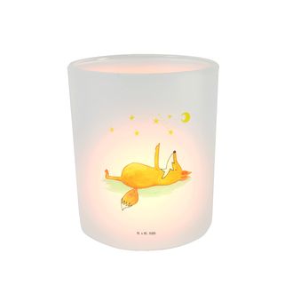 Mr. & Mrs. Panda Deko Windlicht Fuchs Sterne - Geschenk, Füchse, Spruch schön, Teelichthalter, Windlicht Deko, Kerzenglas, Spruch positiv, Mond, Glas
