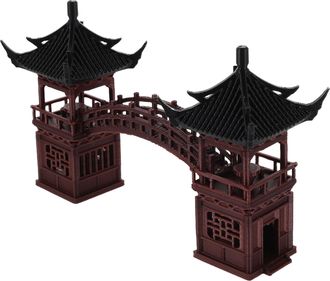 Artibetter Garneck Miniaturtempel mit Br&uuml;cke Asiatischer Zen Garten Pavillon Dekoration Vielseitig f&uuml;r Bonsai Mikro Landschaft Aquarium Langlebige Pflegeleichte 